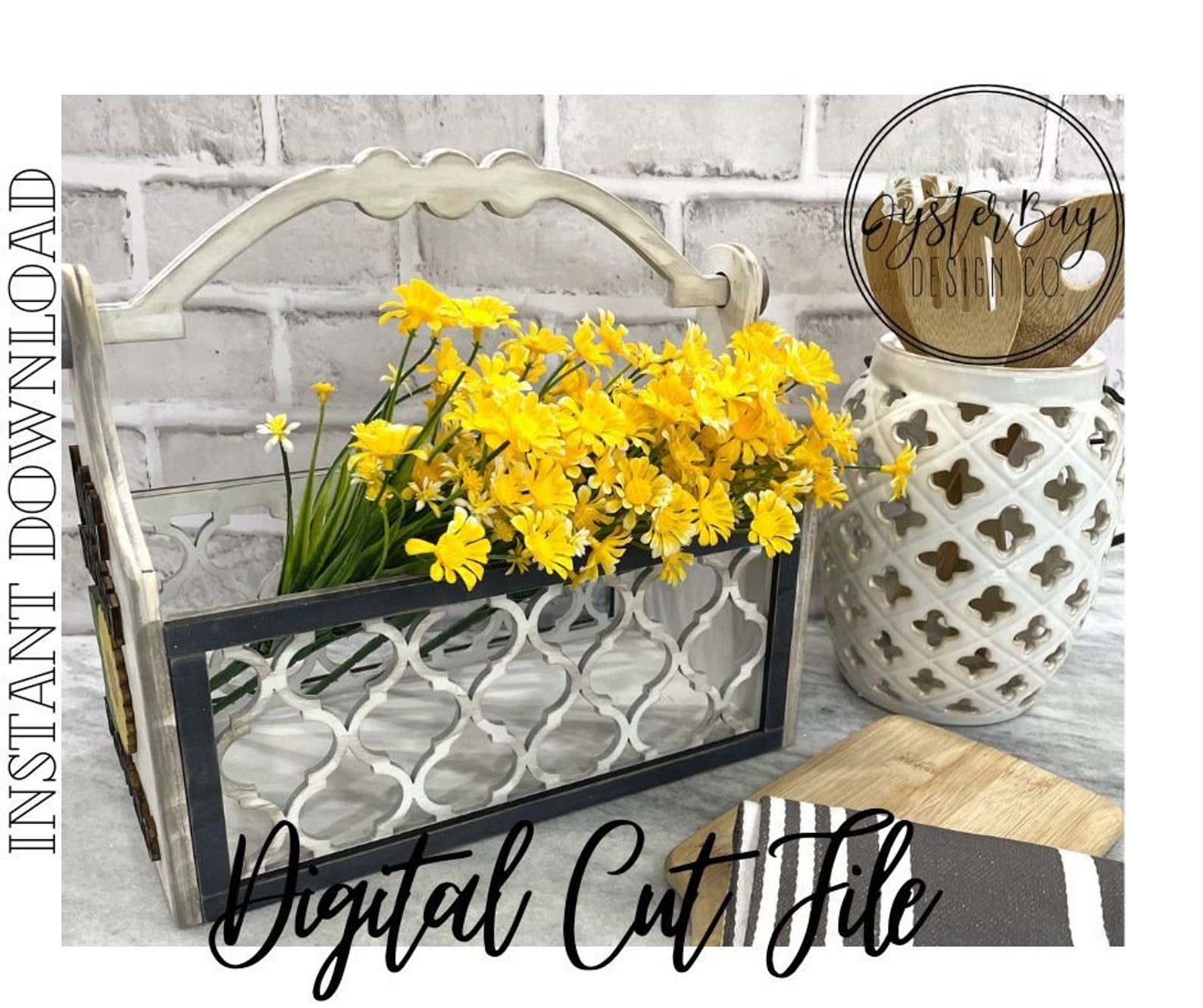 Farm Fresh Flowers, Arabesque Basket, Rustic Farmhouse Basket, Kitchen ...