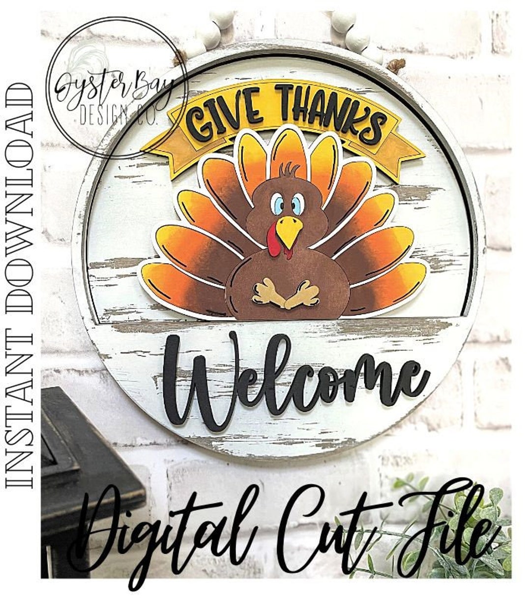 Turkey Day Door Hanger Insert SVG, Thanksgiving Sign (digital File) - Etsy