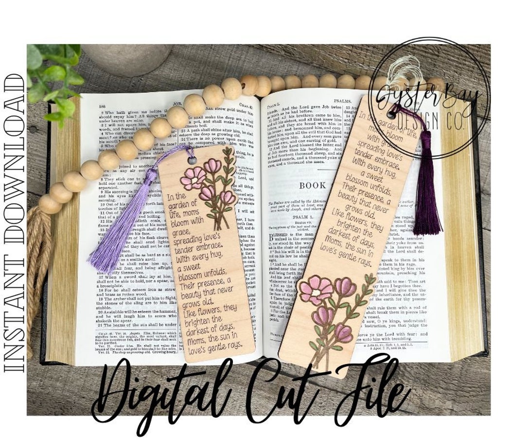 Blooming With Love - Mother's Bookmark, Flowers for Mom Bookmark SVG ...