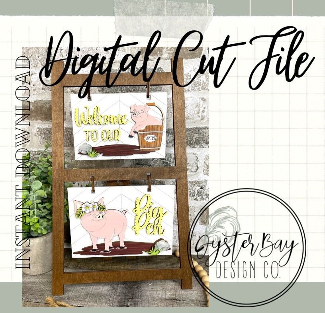 Insert for Ladder Farmhouse Interchangeable Sign, Pig Insert, Welcome ...