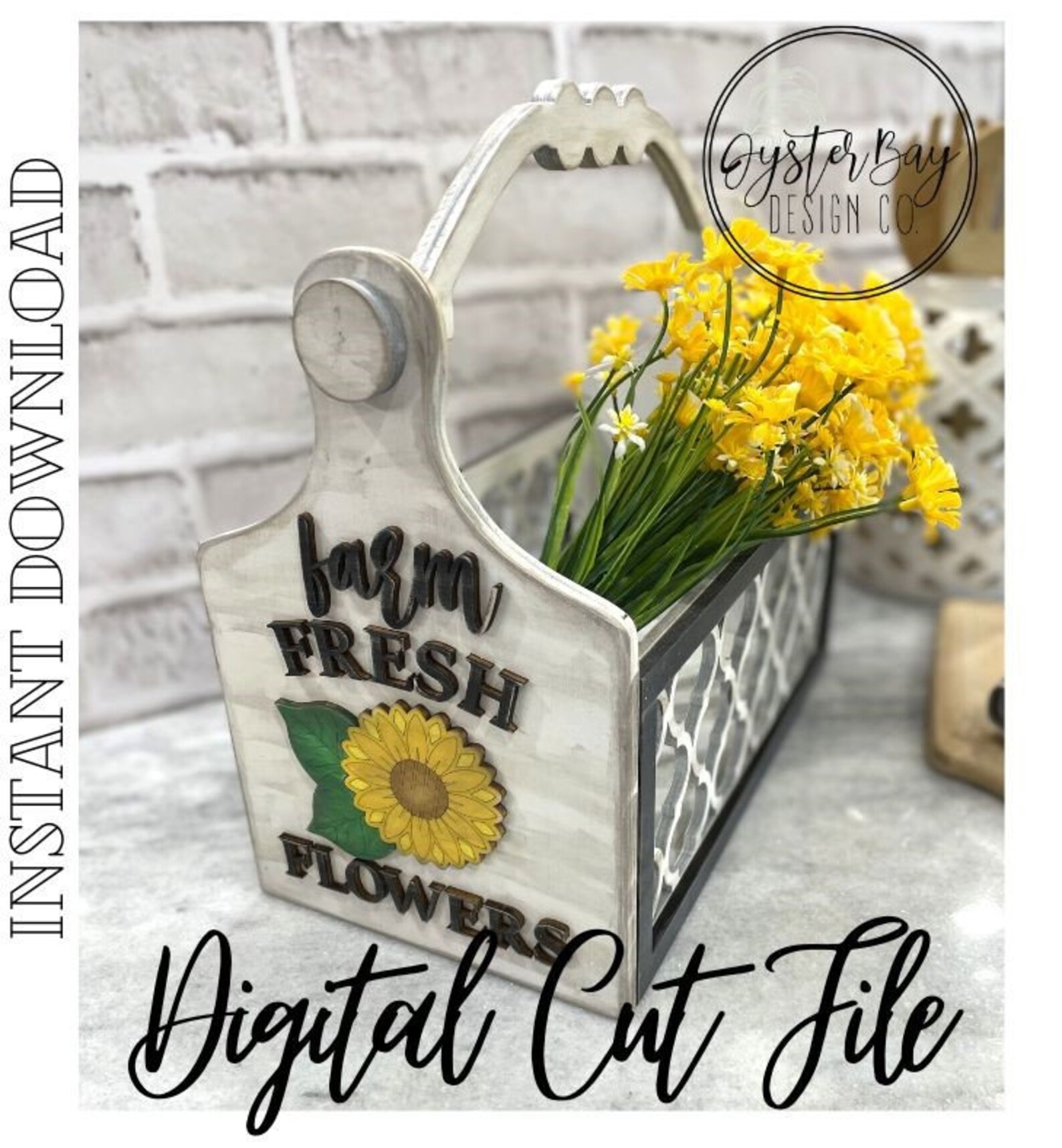 Farm Fresh Flowers, Arabesque Basket, Rustic Farmhouse Basket, Kitchen ...