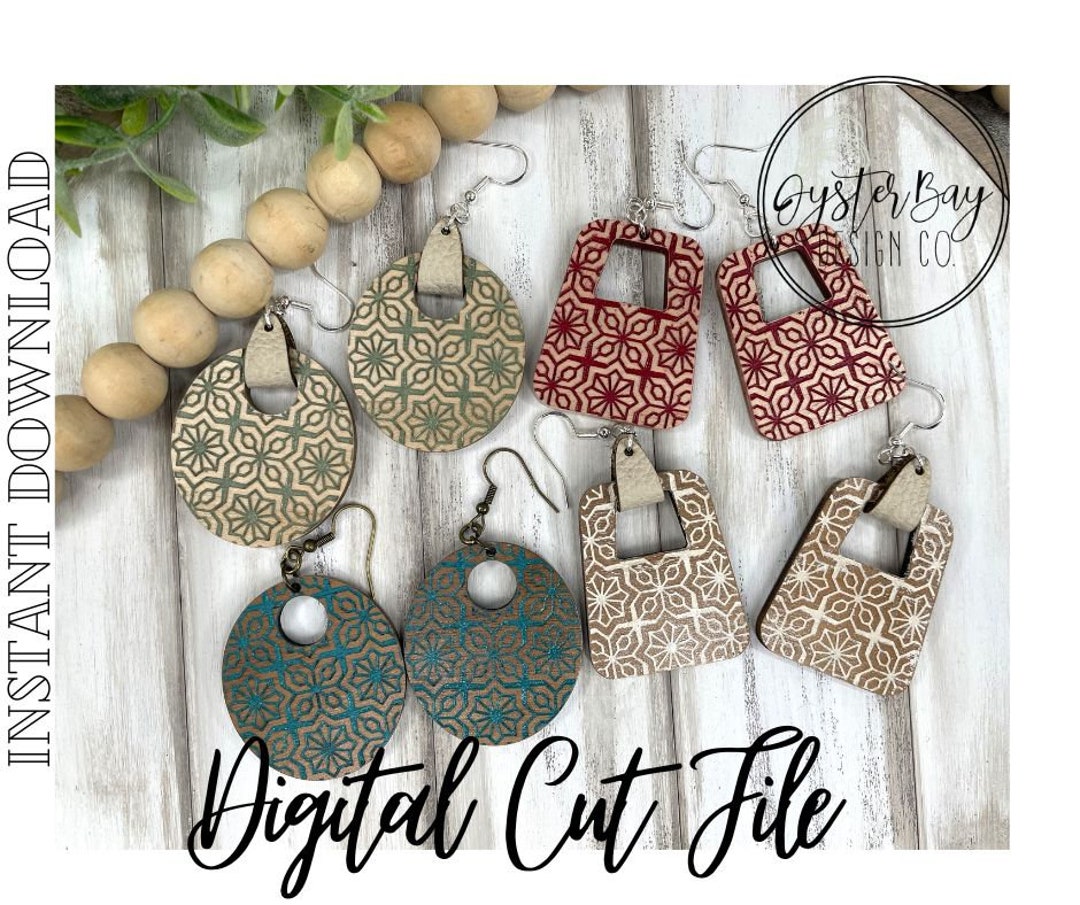 Quilt Pattern Earrings, 2 Shapes and 2 Options Included, Reverse ...