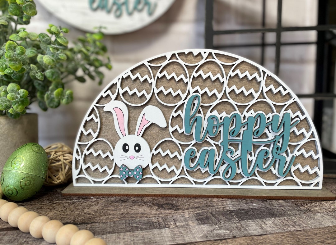 Easter Shelf Sitter, Easter Sign, Half Circle Easter Bunny Farmhouse ...