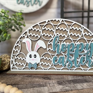 Easter Shelf Sitter, Easter Sign, Half Circle Easter Bunny Farmhouse ...