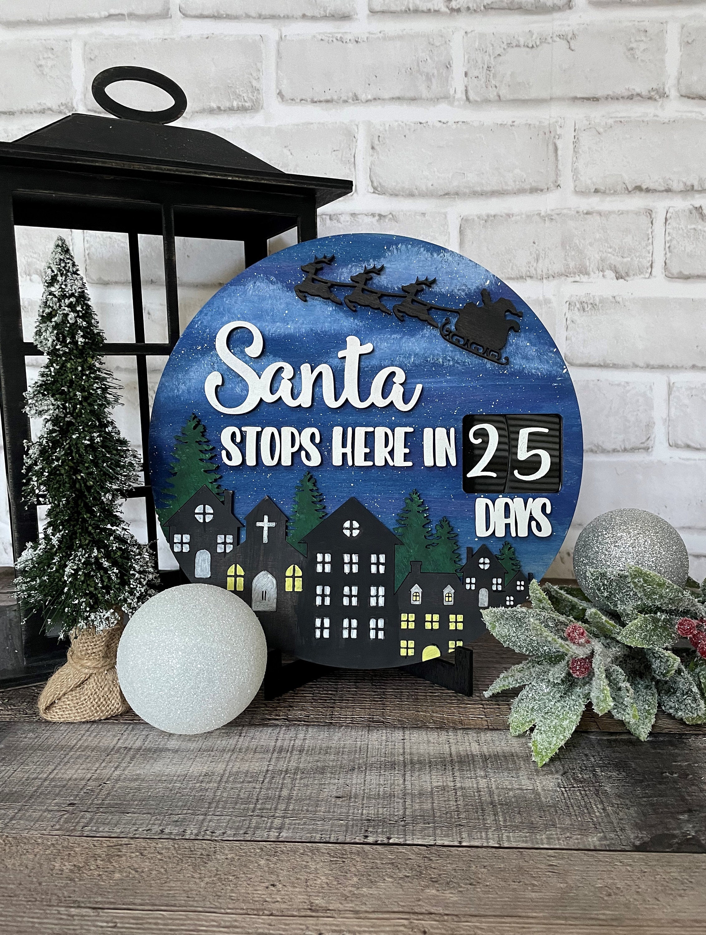 Santa is Coming Countdown Calendar rooftops Perpetual - Etsy