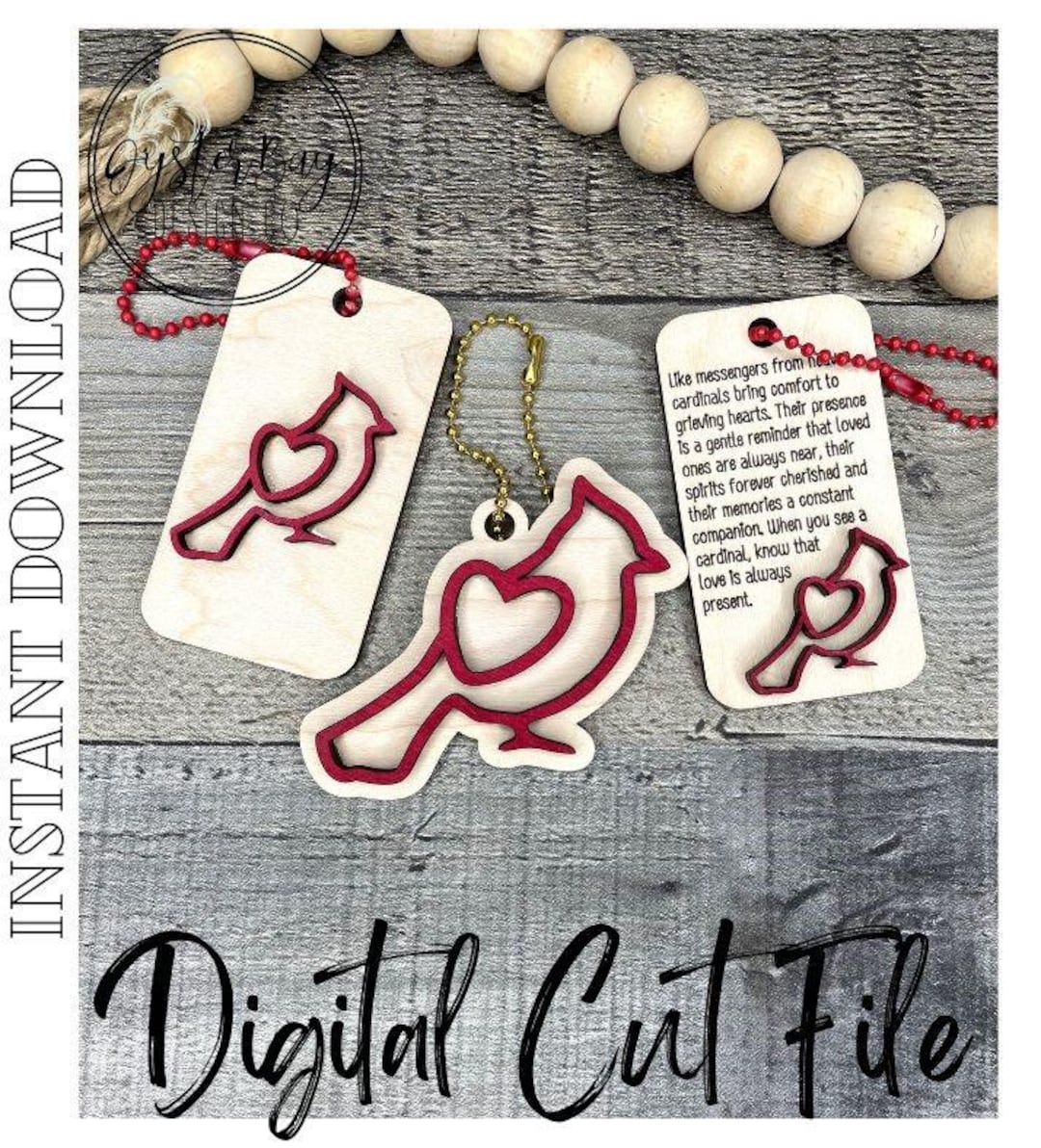 Cardinal - Remembrance Keychain Story SVG, Charm, Cardinal Keychain ...