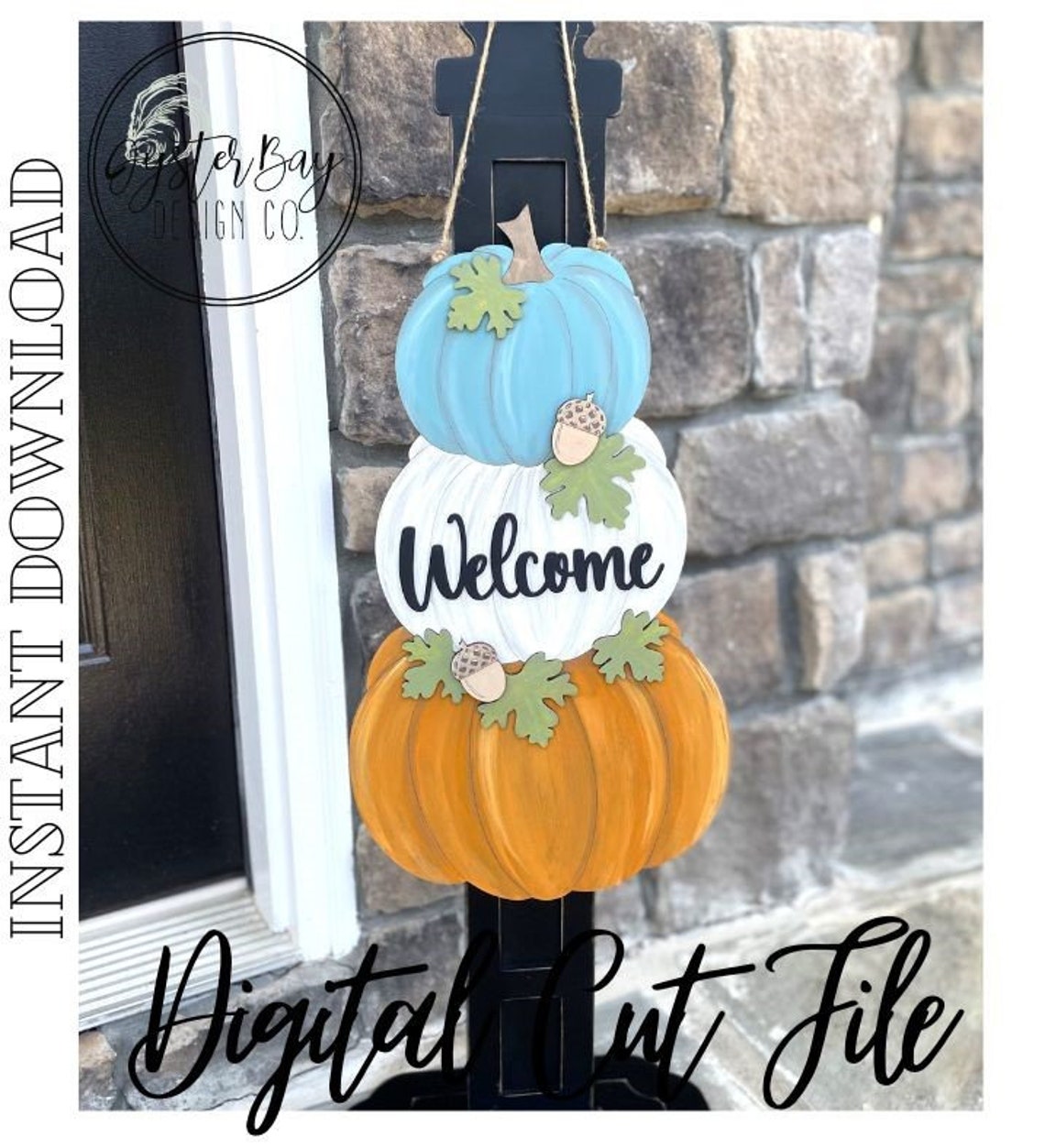 Stacked Pumpkins Door Hanger, Fall Decor, Welcome Sign, Fall Pumpkin ...