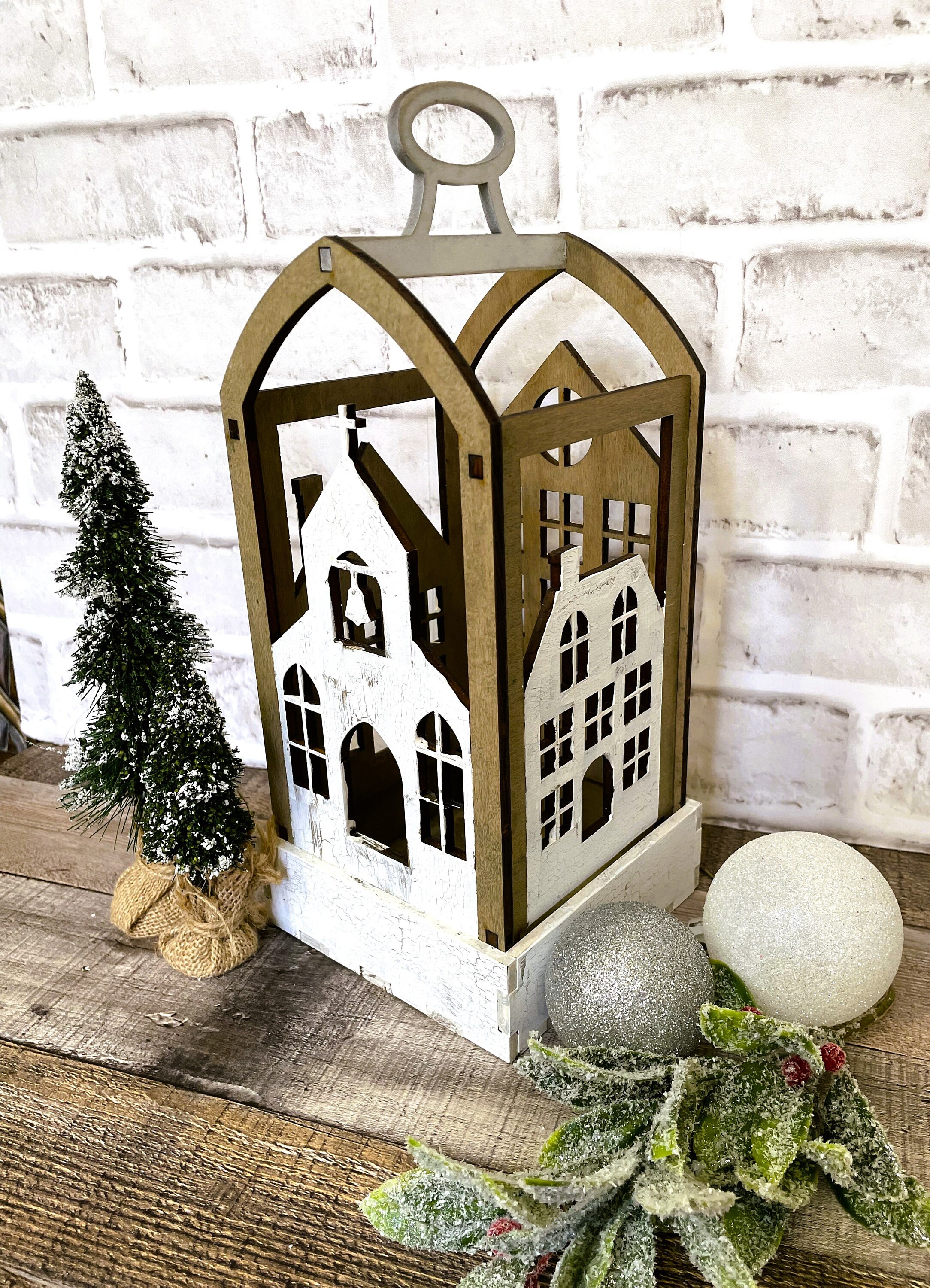 Christmas Village Farmhouse Lantern Rustic Farmhouse Lantern - Etsy