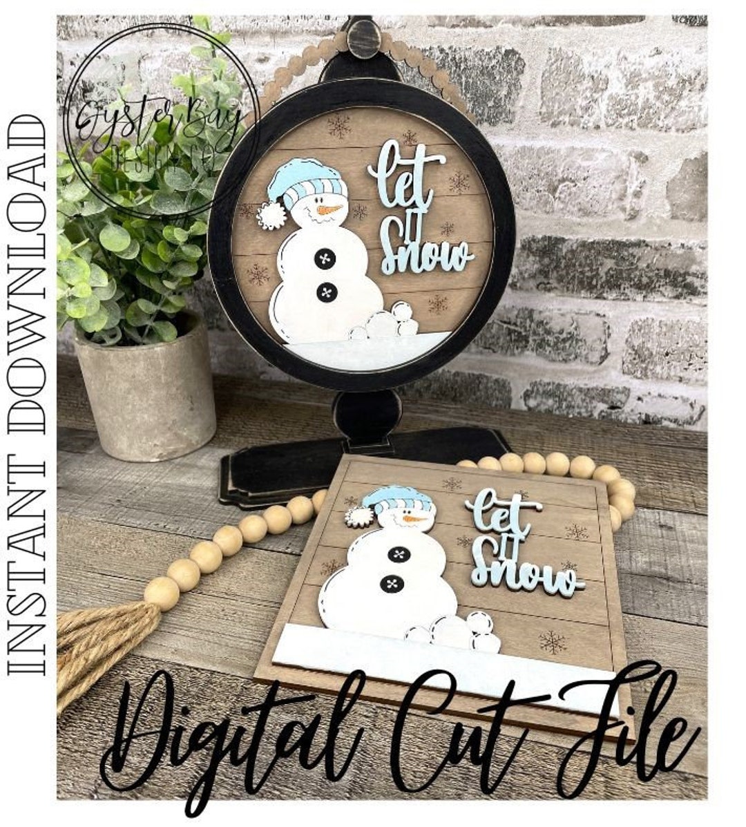 ADD ON Tabletop Farmhouse Drop in Interchangeable Insert, Snowman, Let ...