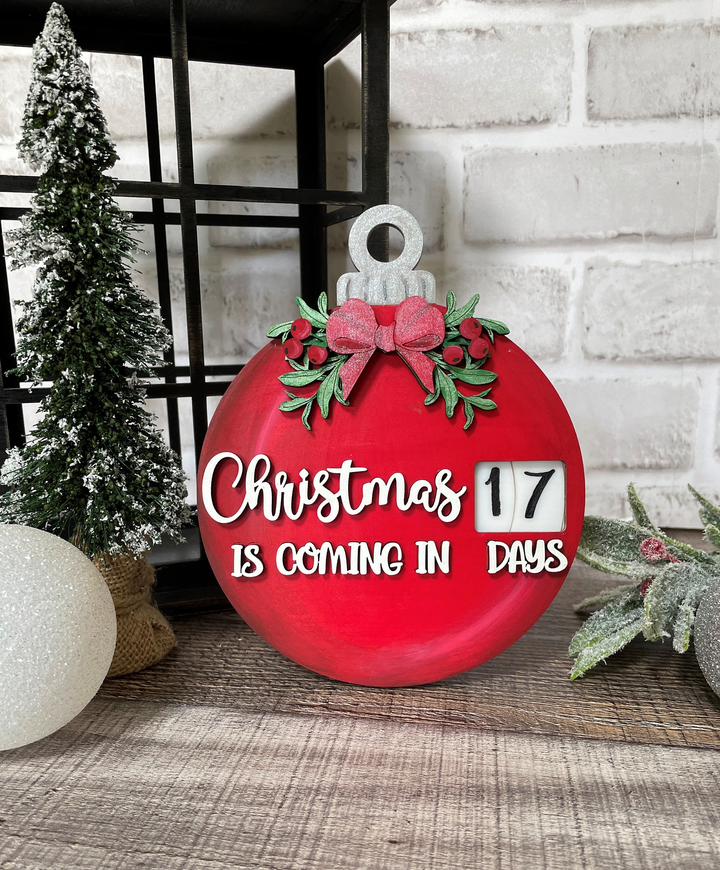 Mini Christmas Ornament Advent Calendar, Rustic Perpetual Countdown ...