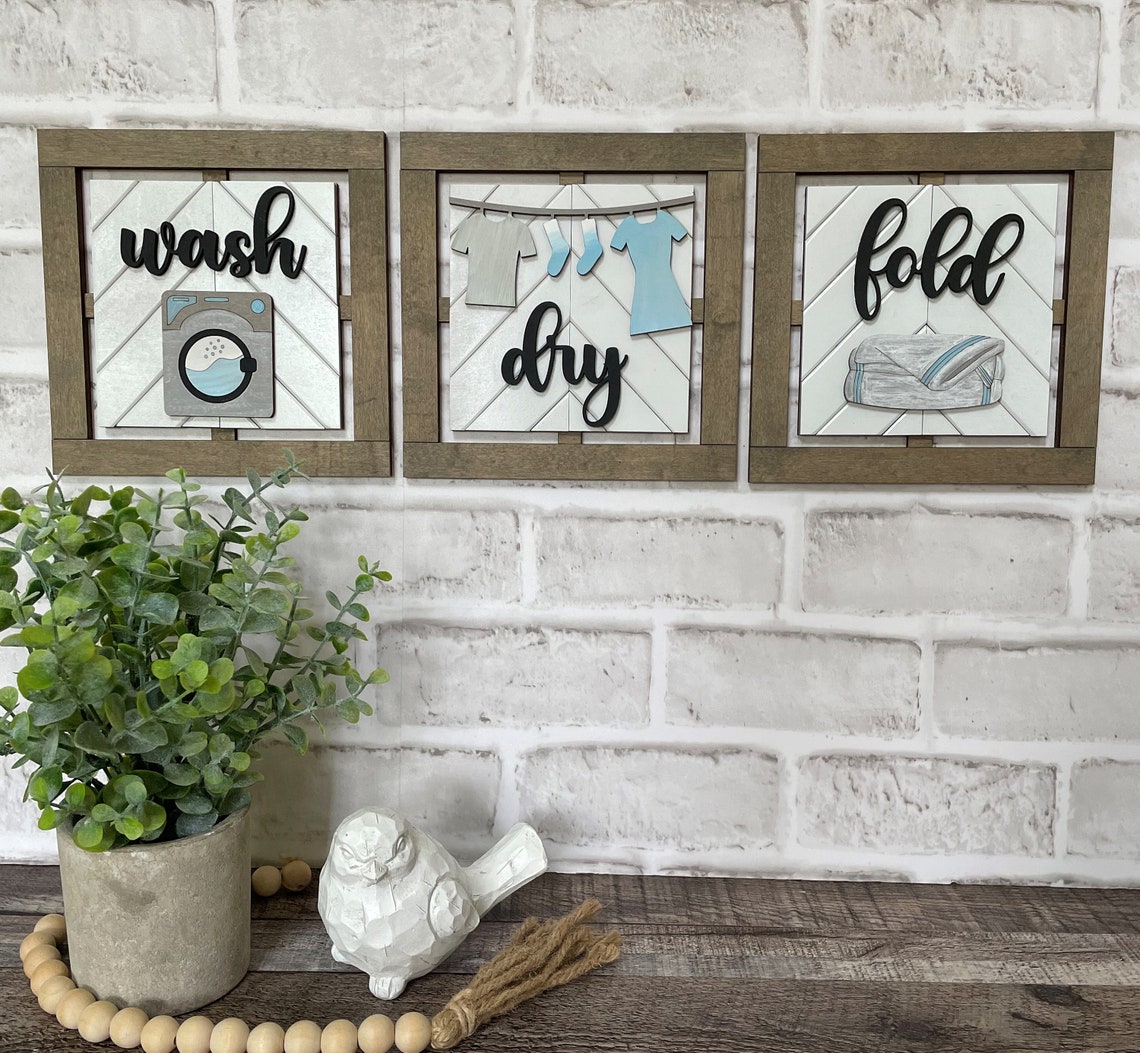Farmhouse Laundry Signs Wash Dry Fold Laundry Sign SVG - Etsy
