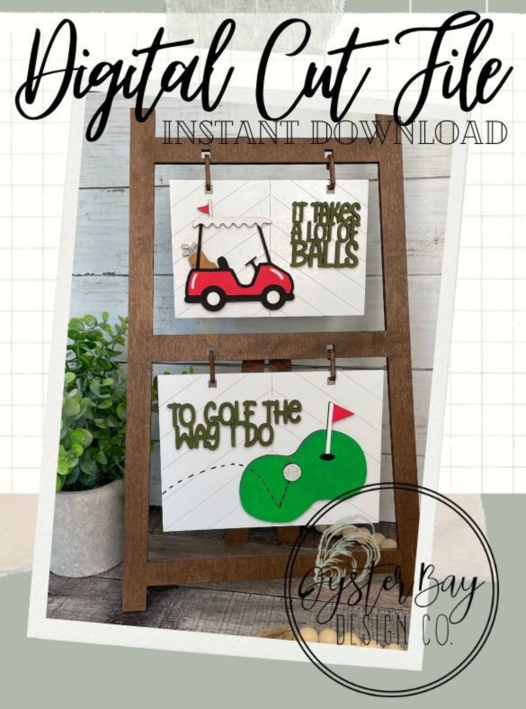 Insert for Ladder Farmhouse Interchangeable Sign, Golf, It Takes Balls ...