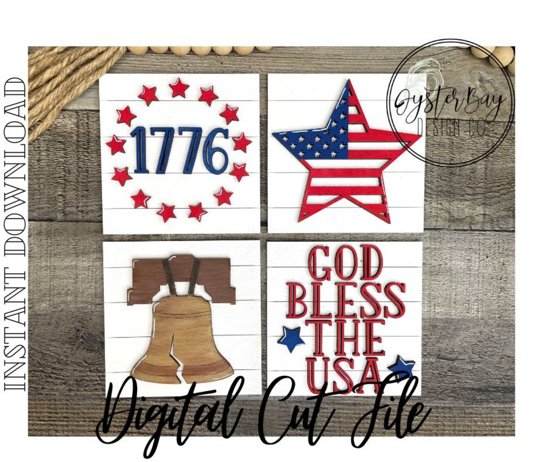 4th of July Ladder Inserts, Patriotic Inserts, Farmhouse Ladder ...