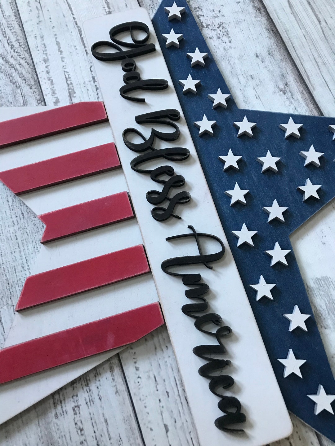 God Bless America Leaner, July 4th Leaning Star, Memorial Day ...