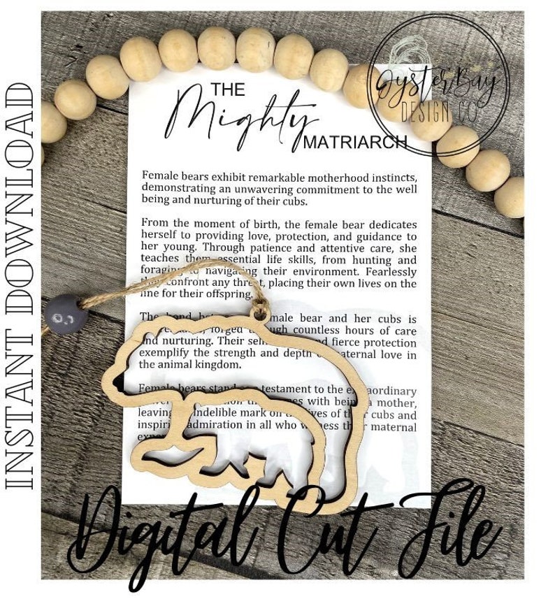 The Mighty Matriarch Bear and Cub Ornament, Mama Bear Ornament SVG, Car ...