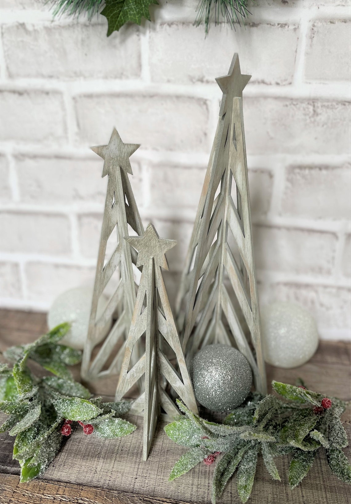 3D Christmas Trees chevron Farmhouse Christmas Rustic - Etsy