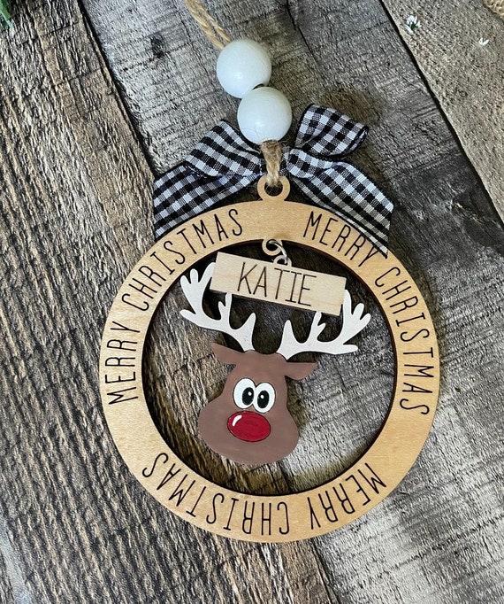 Dangle Ornament Merry Christmas Reindeer Stocking 3D - Etsy