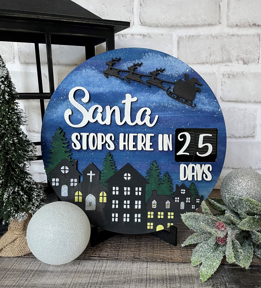 Santa is Coming Countdown Calendar rooftops, Perpetual Countdown ...