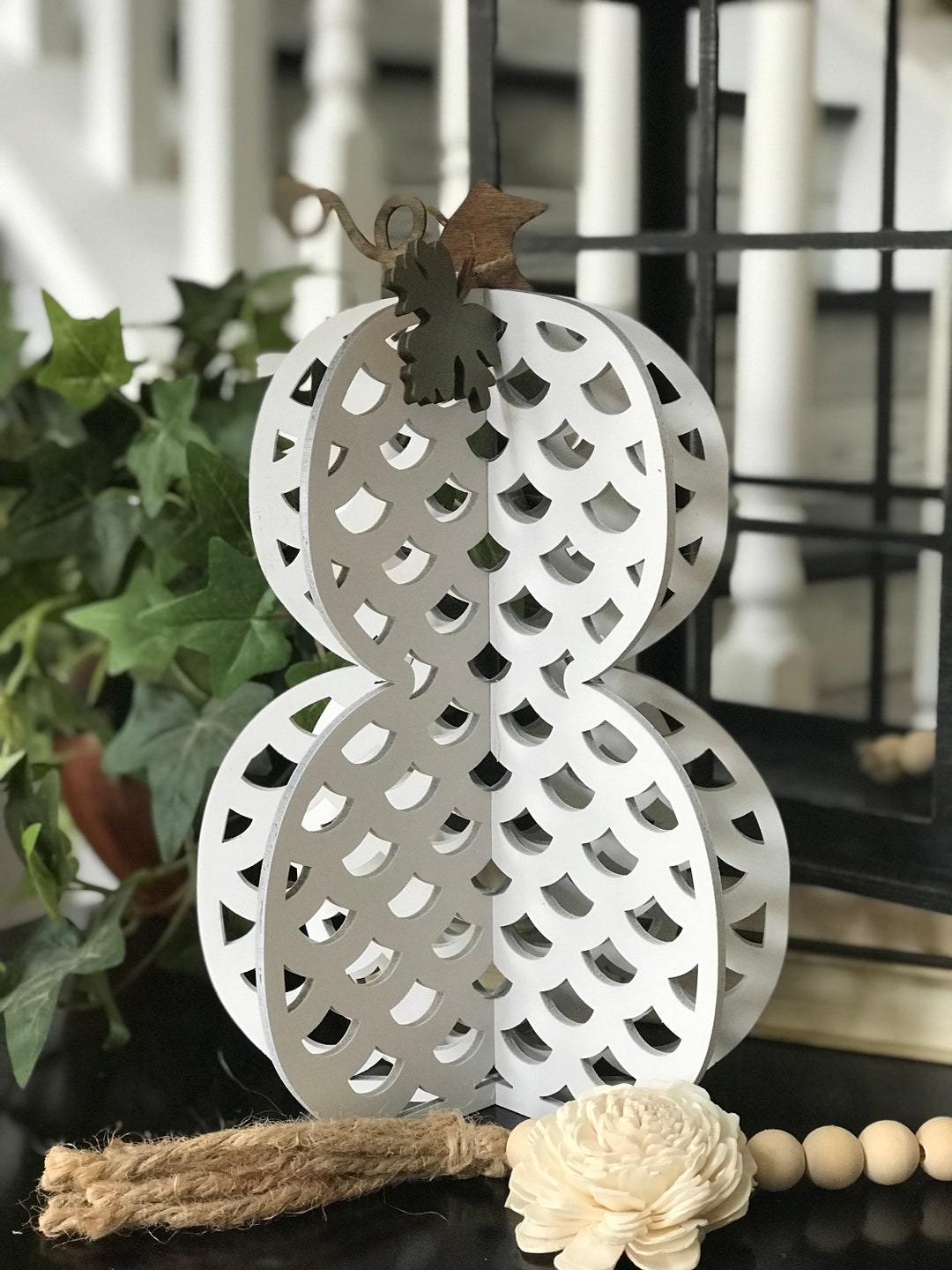 3D Stacked Pumpkin, Scalloped Design, Fall Décor, Rustic Fall Décor ...