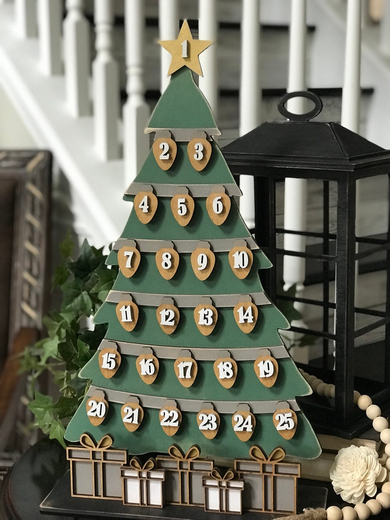 Rustic Christmas Tree Advent Calendar, Laser Cut File (digital File ...