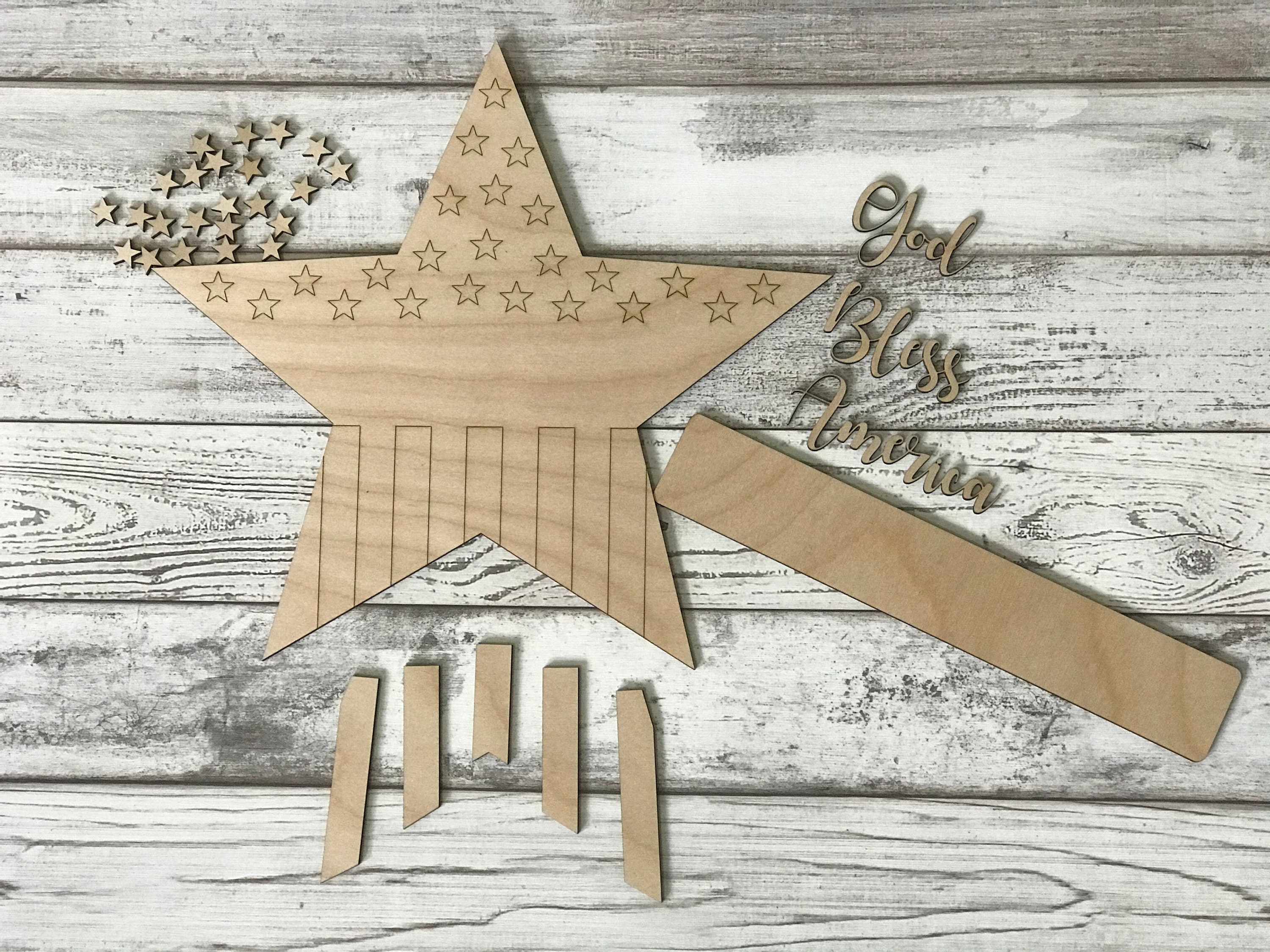 God Bless America Leaner July 4th Leaning Star Memorial Day - Etsy