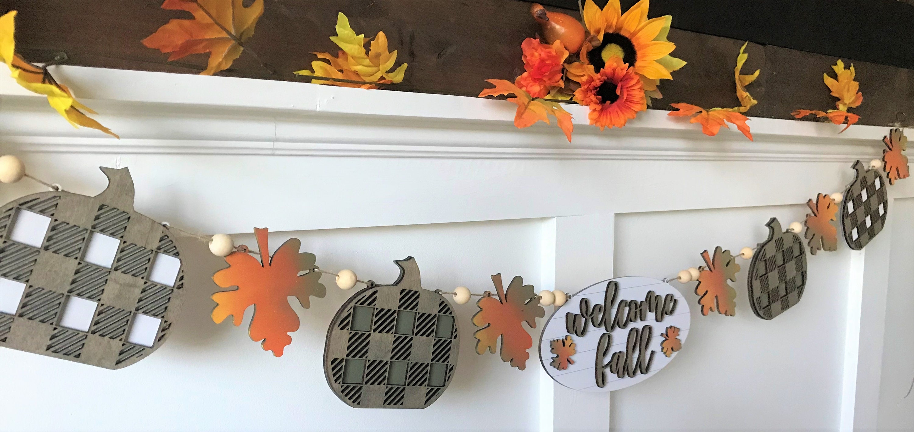 Fall Pumpkin and Leaves Banner Mantel Fall Banner Fall | Etsy
