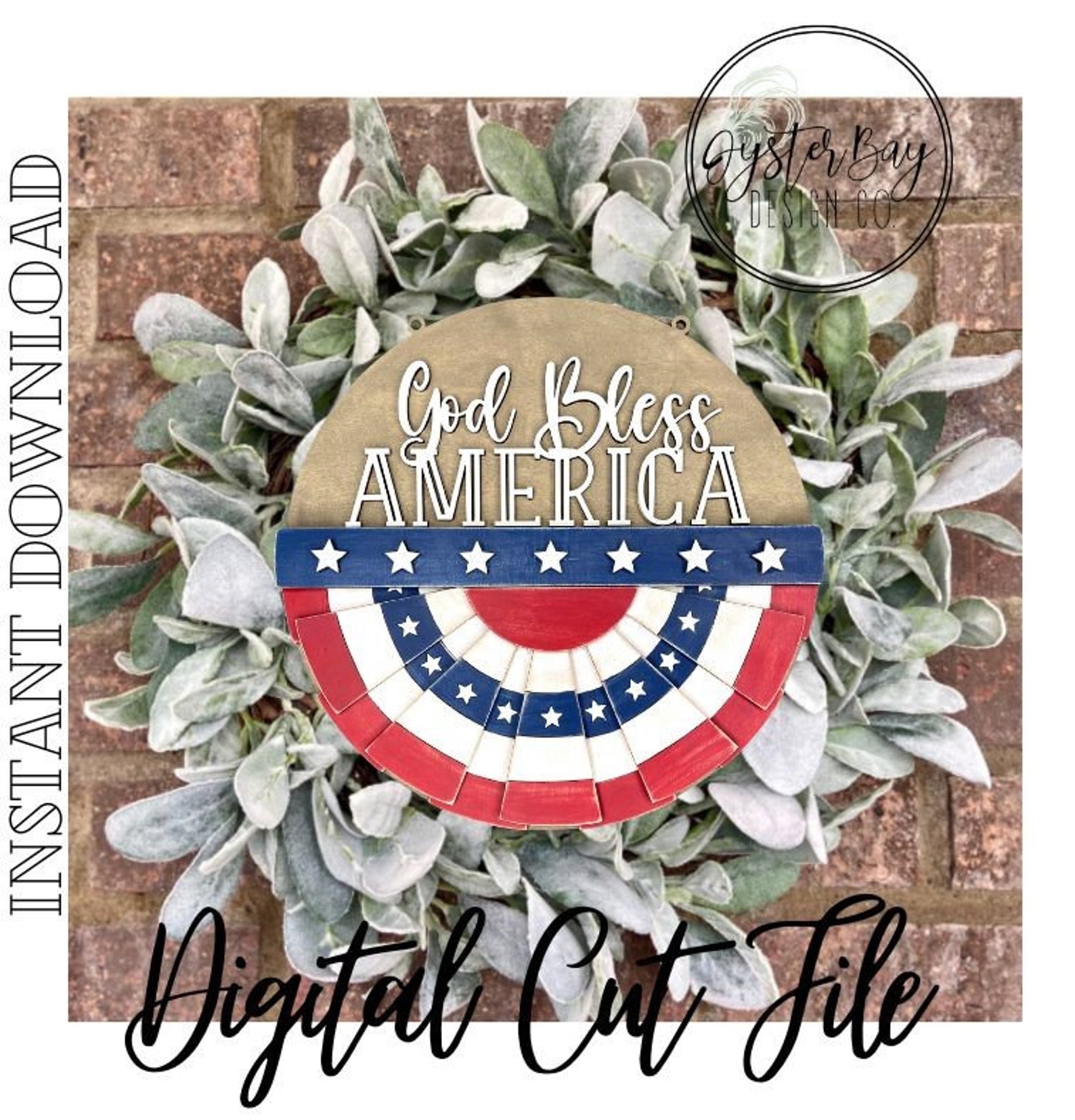 American Flag Bunting Door Hanger, July 4th Door Decor, Patriotic Door ...