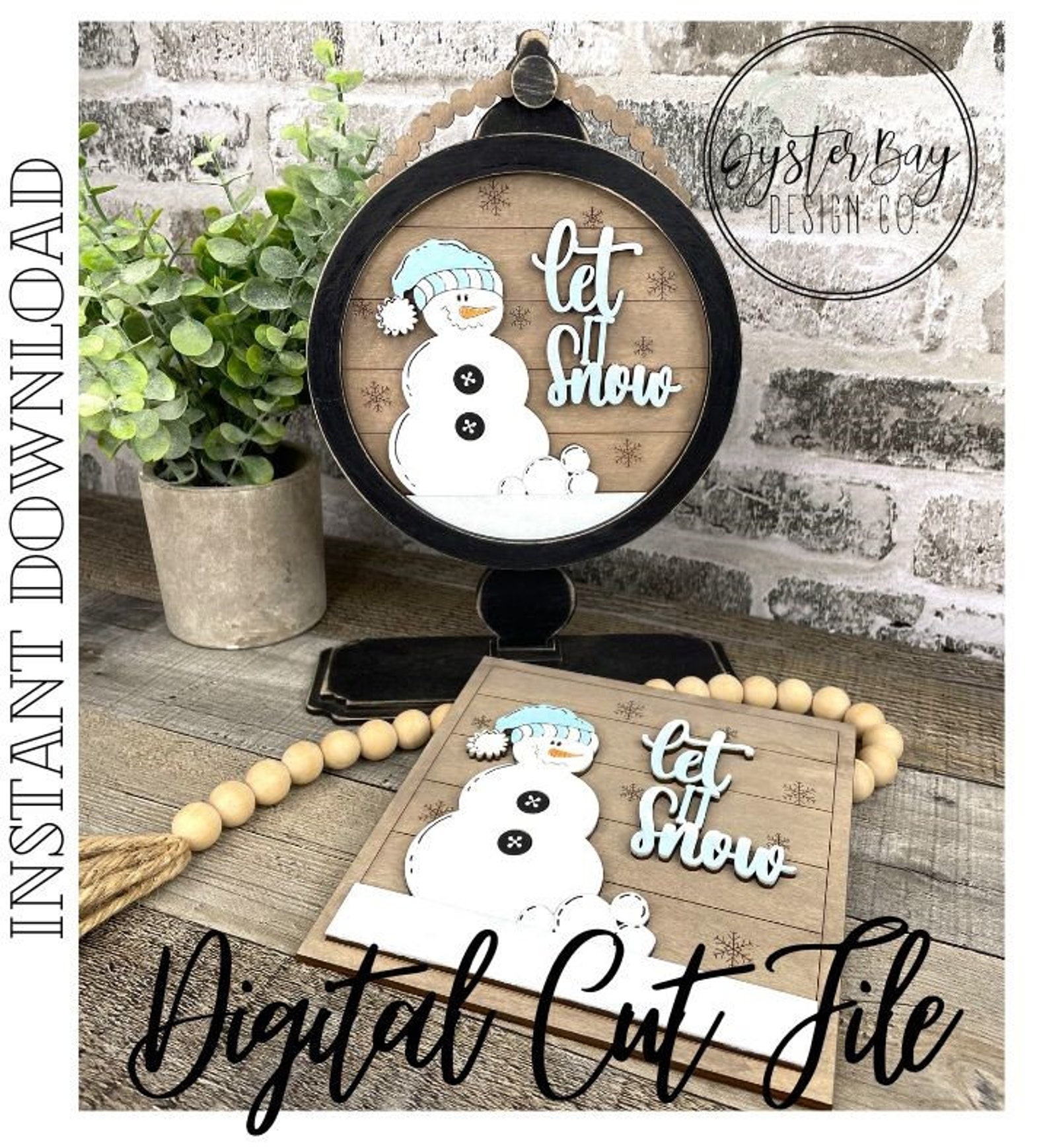 ADD ON Tabletop Farmhouse Drop in Interchangeable Insert, Snowman, Let ...