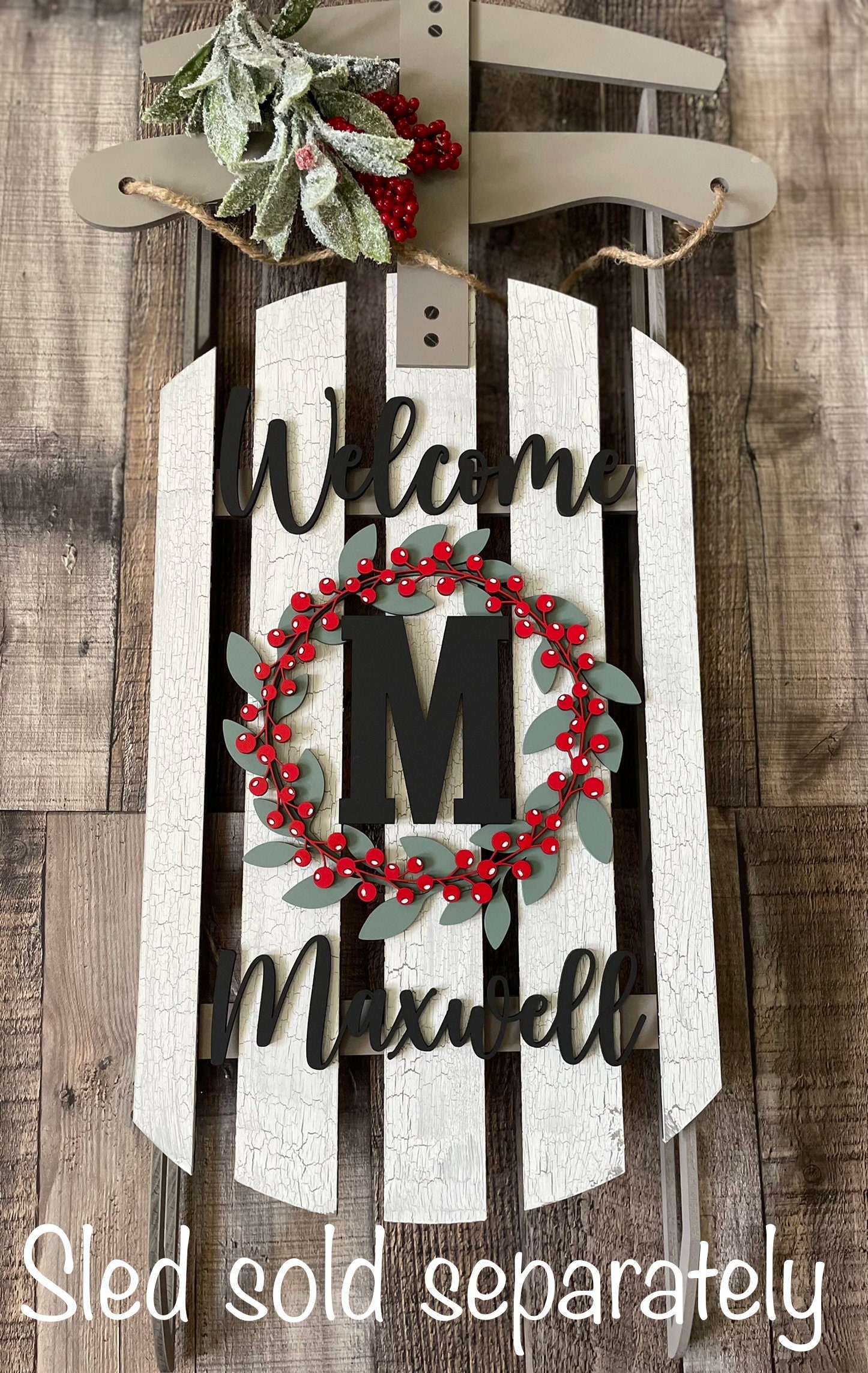 Welcome Initial Theme File for Vintage Sled, Vintage Sled Décor ...