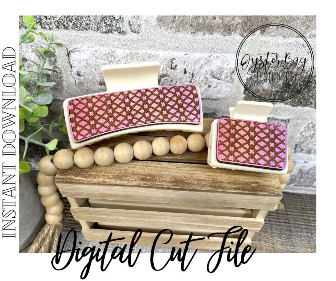 Modern Lace Hair Clip SVG - Engraved Hair Clip SVG, Include Both Large ...