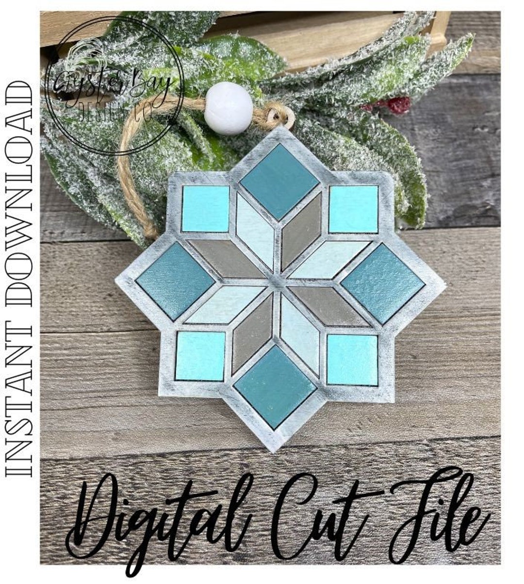 Barn Quilt Initial Ornament - Double Star Pattern, Barn Quilt Christmas ...