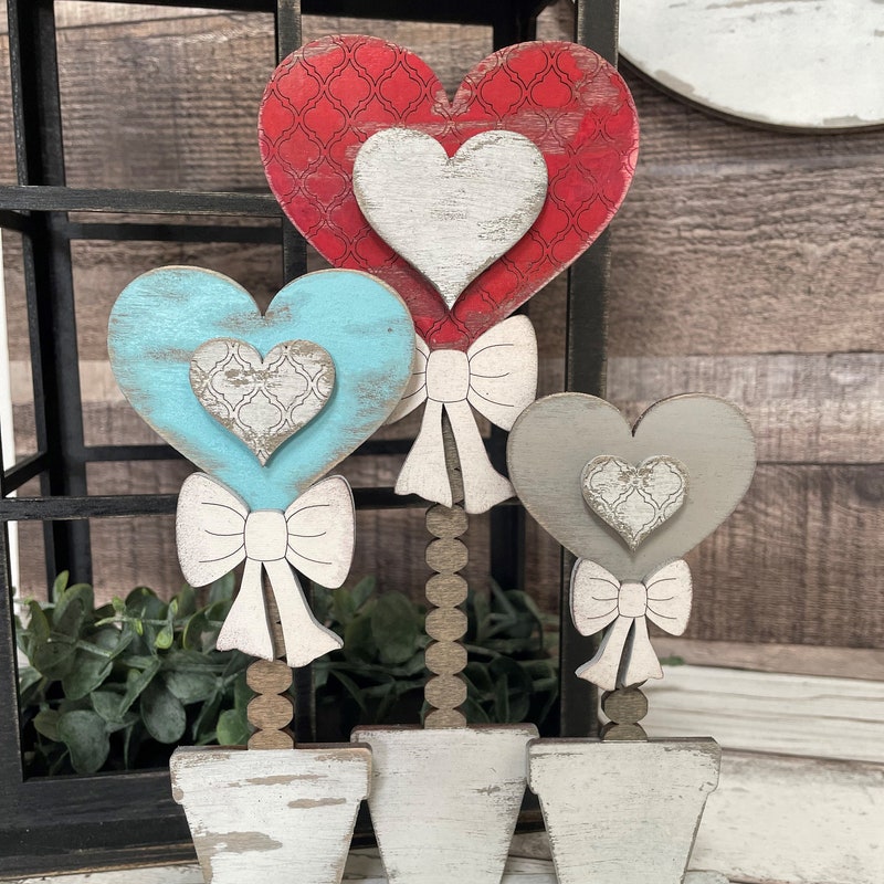 Rustic Standing Hearts - Etsy