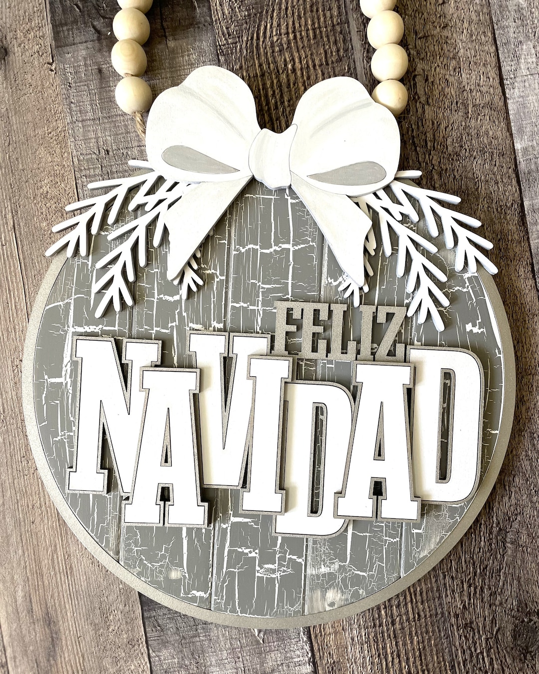 For Large Lasers 18 Feliz Navidad Door Hanger W/greens and Bow Hanger ...