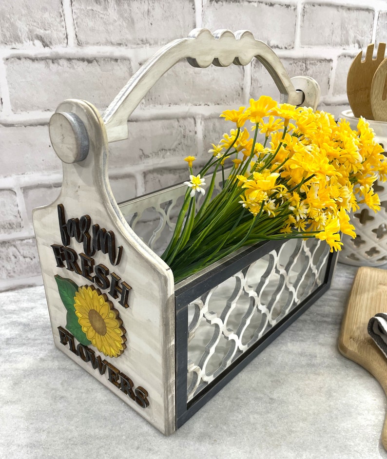 Farm Fresh Flowers Arabesque Basket Rustic Farmhouse Basket - Etsy