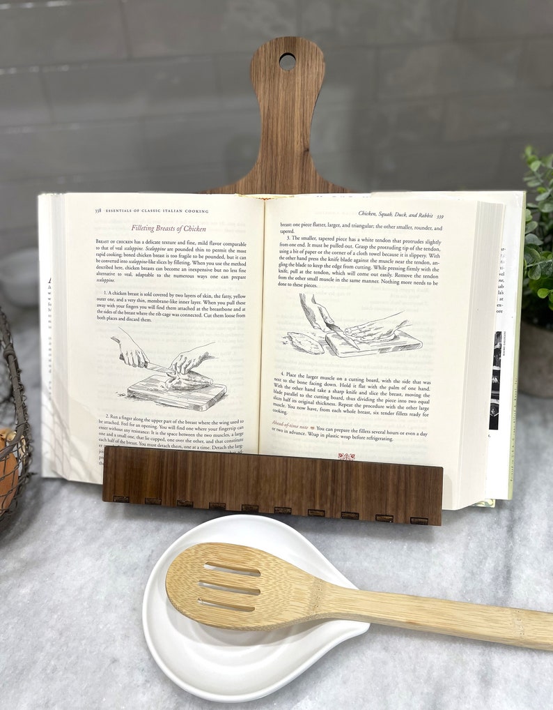 Cutting Board Cookbook Holder Cook Eat Enjoy Cookbook - Etsy