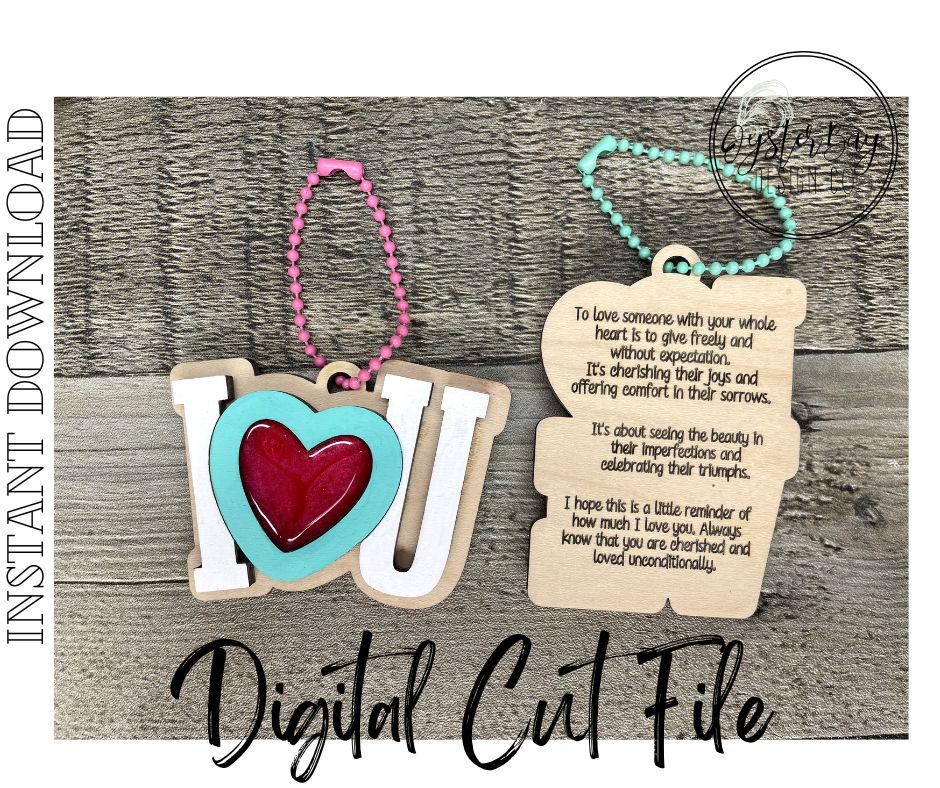 Love - I Heart U Keychain Story SVG, Car Charm, Love Keychain, I Love U ...