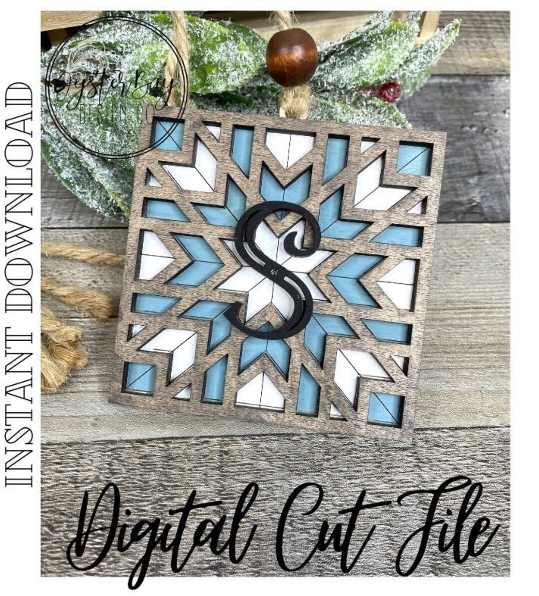 BUNDLE - Barn Quilt Initial Ornament, 4 Designs Included, Barn Quilt ...