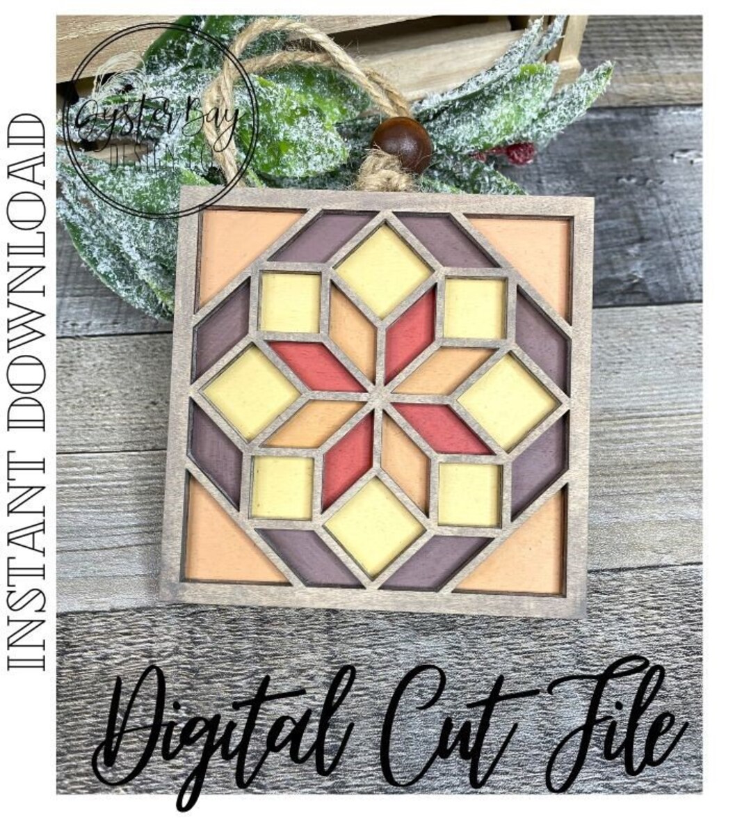 Barn Quilt Initial Ornament - Star Pattern, Barn Quilt Christmas ...