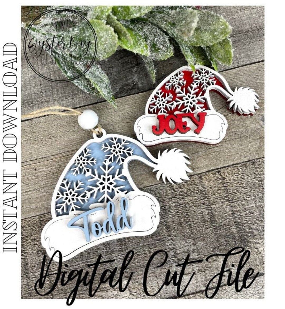 Single or Layered Santa Hat Snowflake Ornament, 2 Sizes and 2 Styles ...
