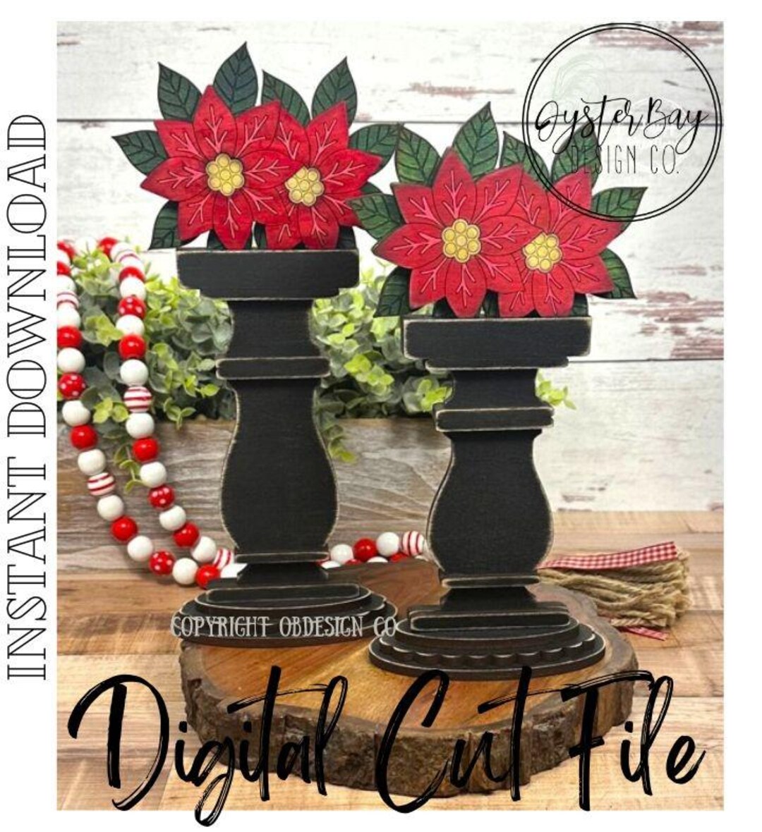 Poinsettia Insert for Spindle Interchangeable Shelf Sitter, Tabletop ...