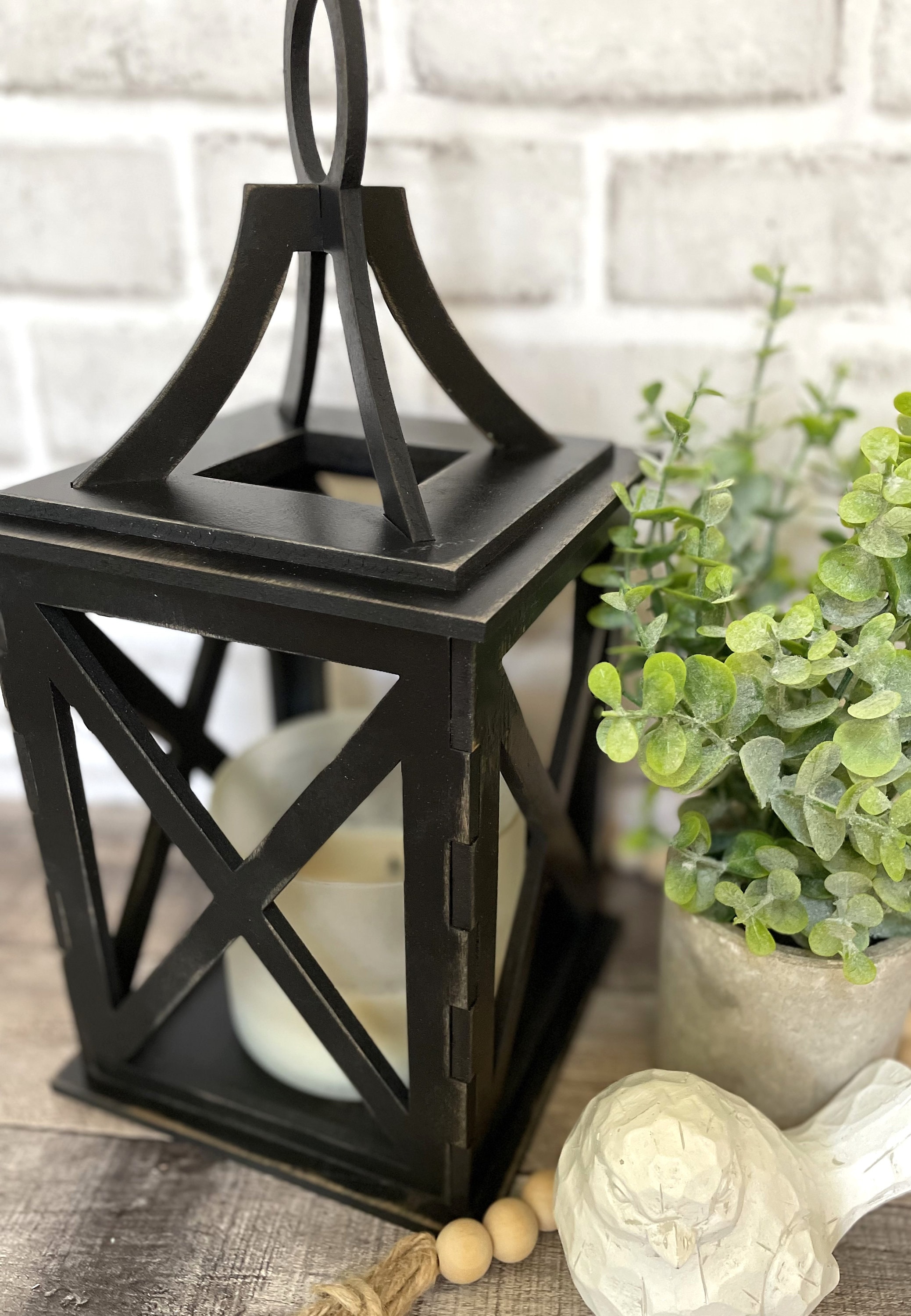 X-farmhouse Lantern Rustic Farmhouse Lantern Faux Candle - Etsy