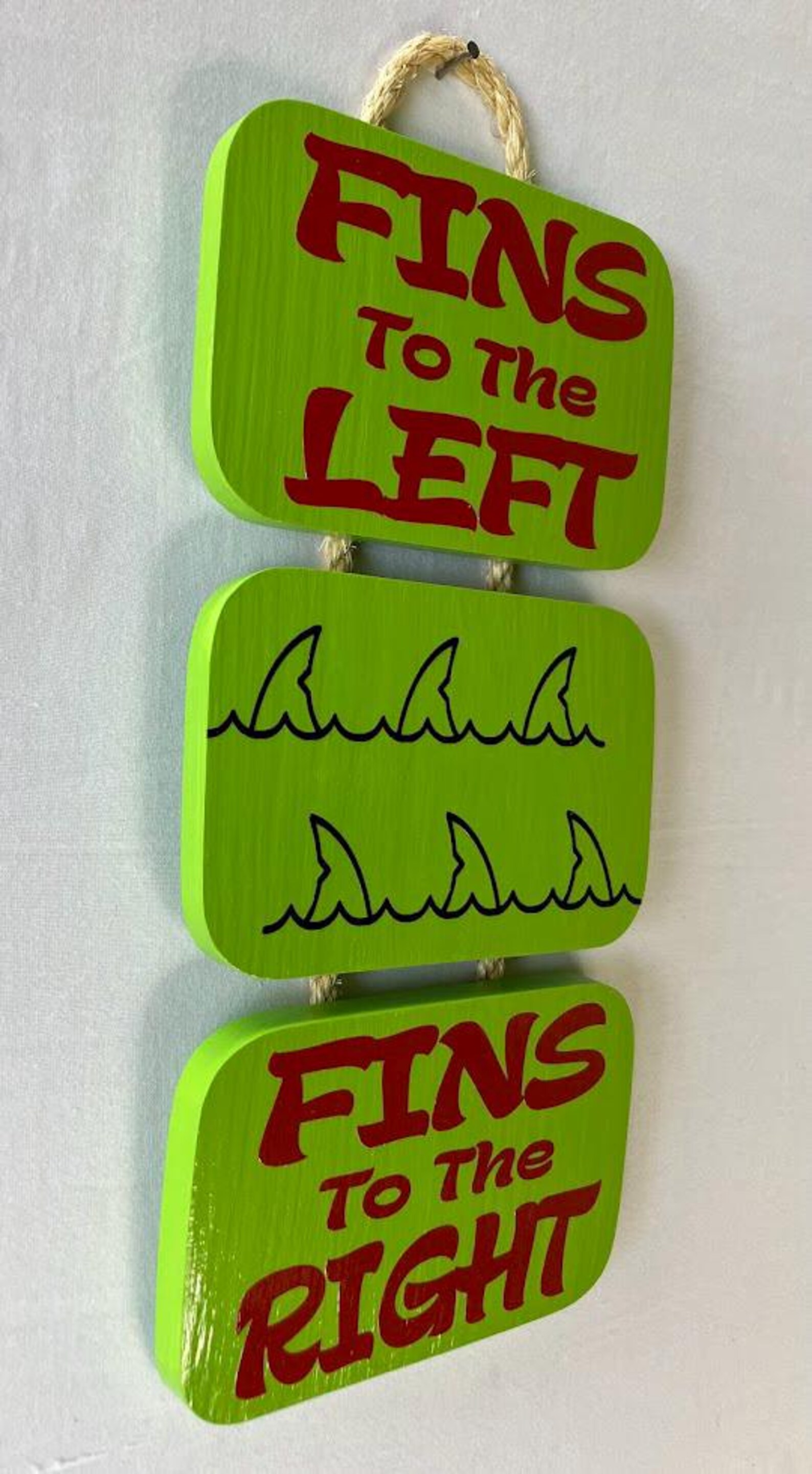 Fins to the Left Hanging Wooden Signs - Etsy