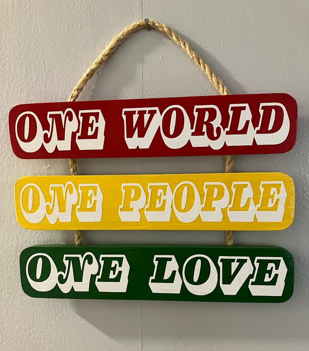 One Love Hanging Wooden Sign - Etsy