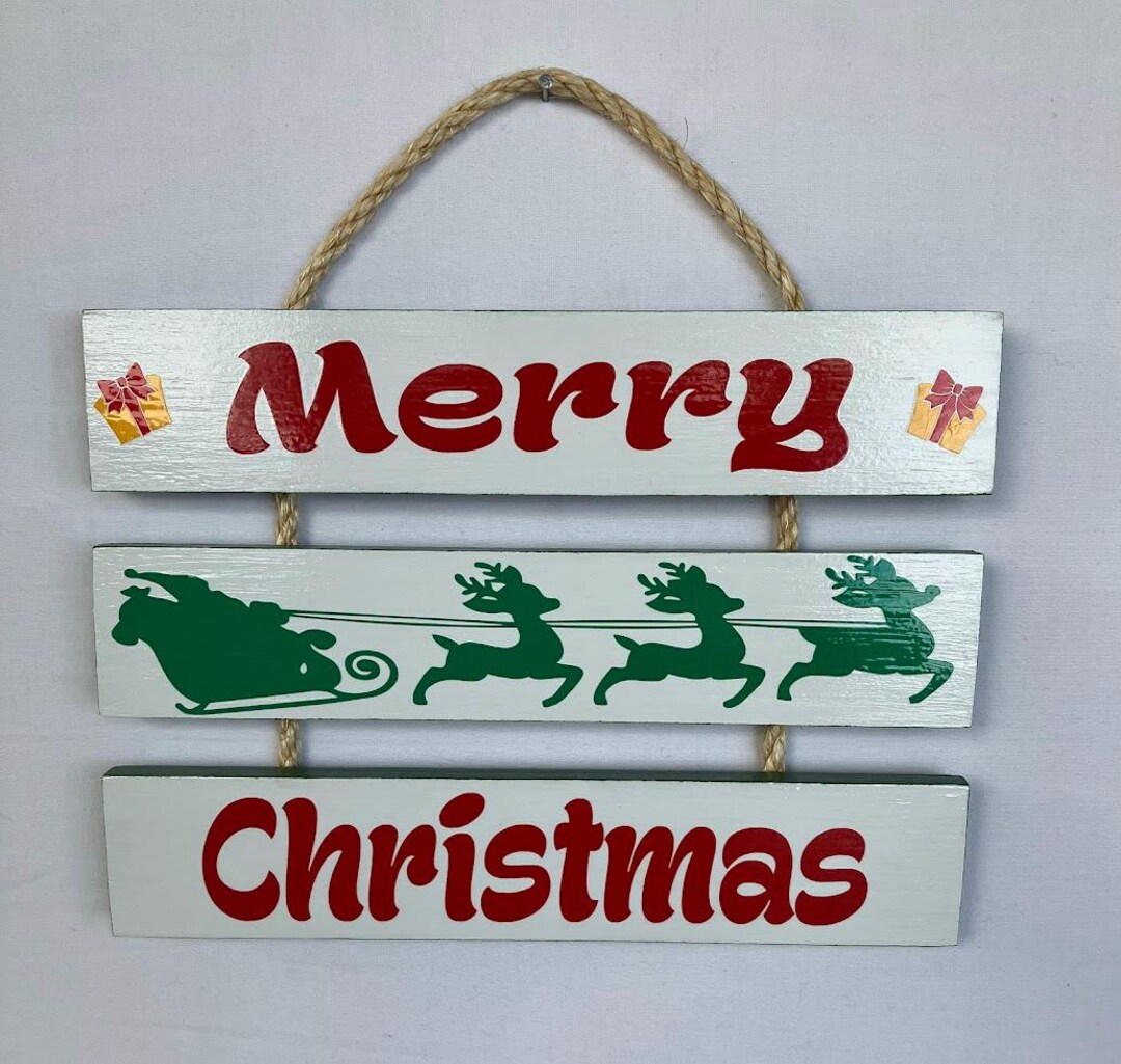 Merry Christmas Hanging Sign - Etsy