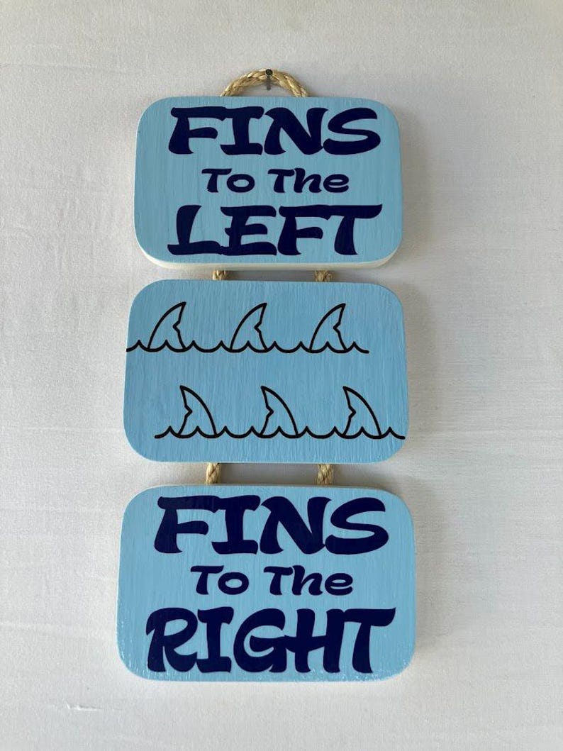 Fins to the Left Hanging Sign - Etsy