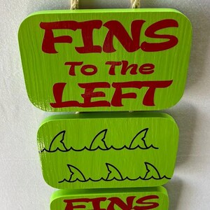 Fins to the Left Hanging Wooden Signs - Etsy