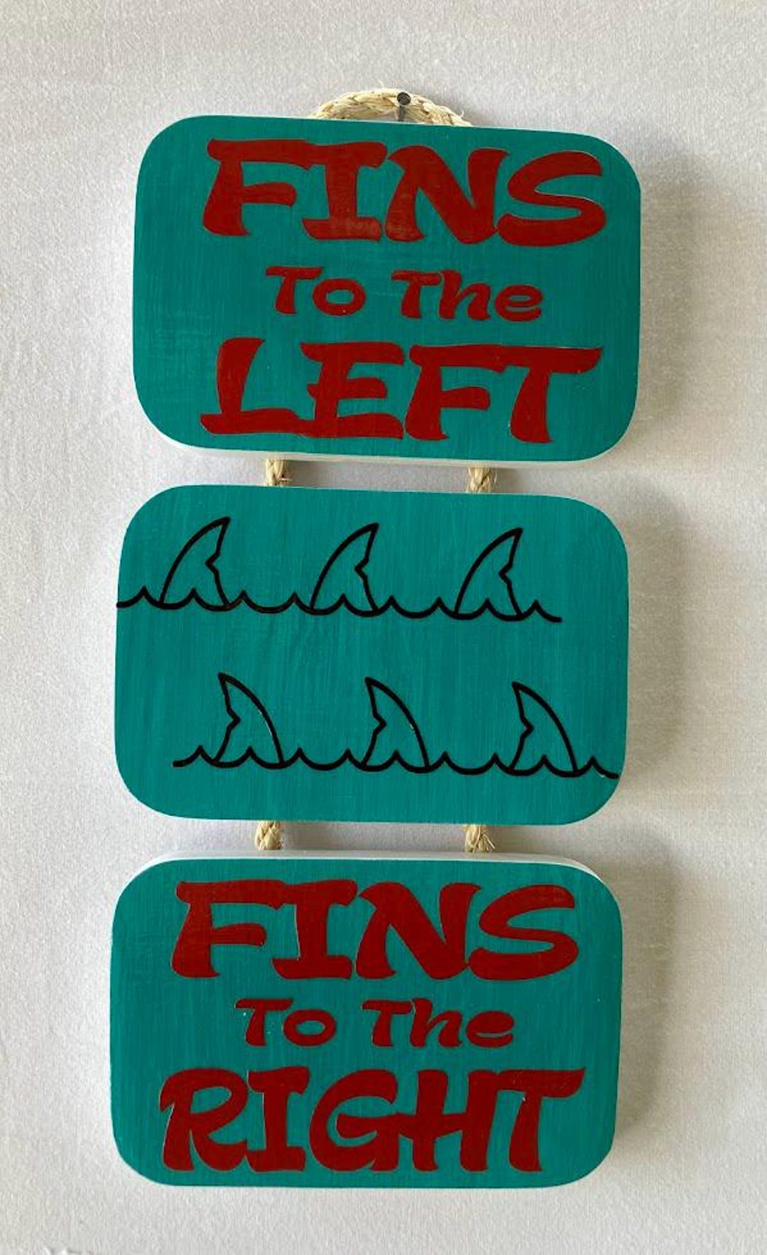 Fins to the Left Hanging Wooden Sign - Etsy