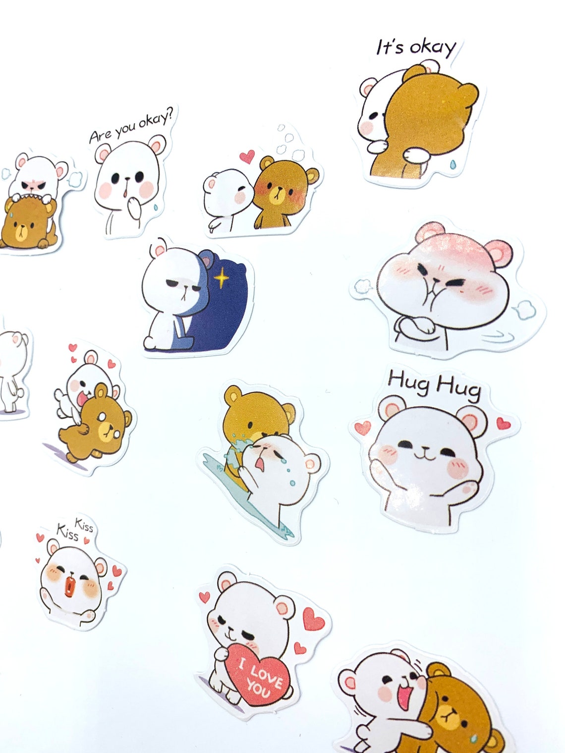 Cute Kawaii Bear Couple Sticker Set 45 Diary Stickers | Etsy