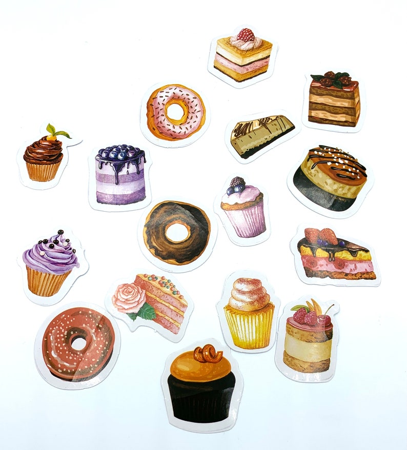 Cake Sticker Set Pastry Sweets Stickers 45 Diary Stickers - Etsy
