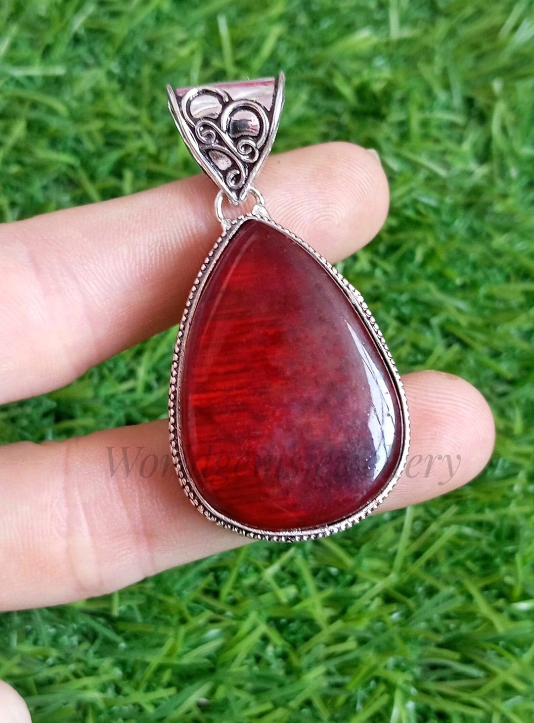 Red Flash Labradorite Silver Pendant Anniversary Gift 925 Sterling ...